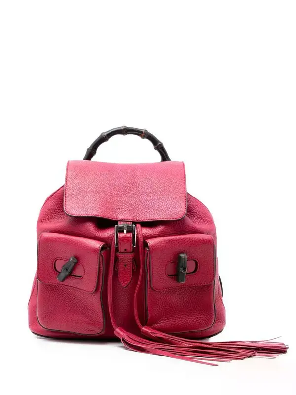 Gucci Leather Bamboo Tassel Backpack - Pink