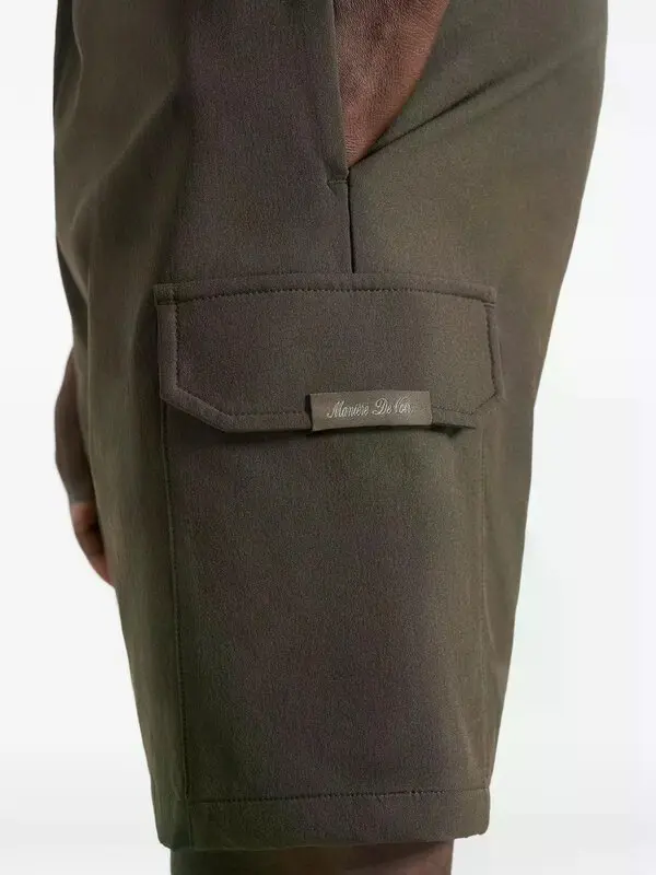 Manière De Voir Technical Cargo Shorts With Drawstring Waistband - Green