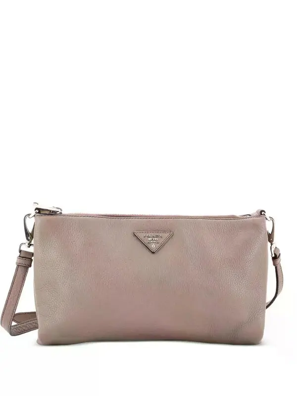 Prada Flat Zip Vitello Daino Mini Crossbody Bag - Grey