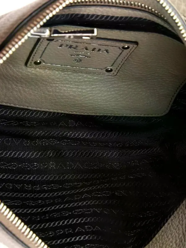 Prada Flat Zip Vitello Daino Mini Crossbody Bag - Grey