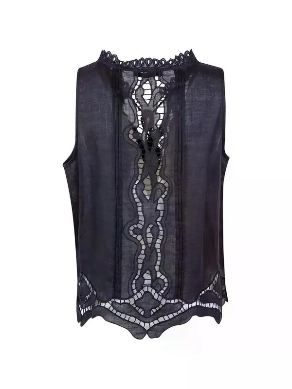 Seventy Openwork Lace Ramie Top