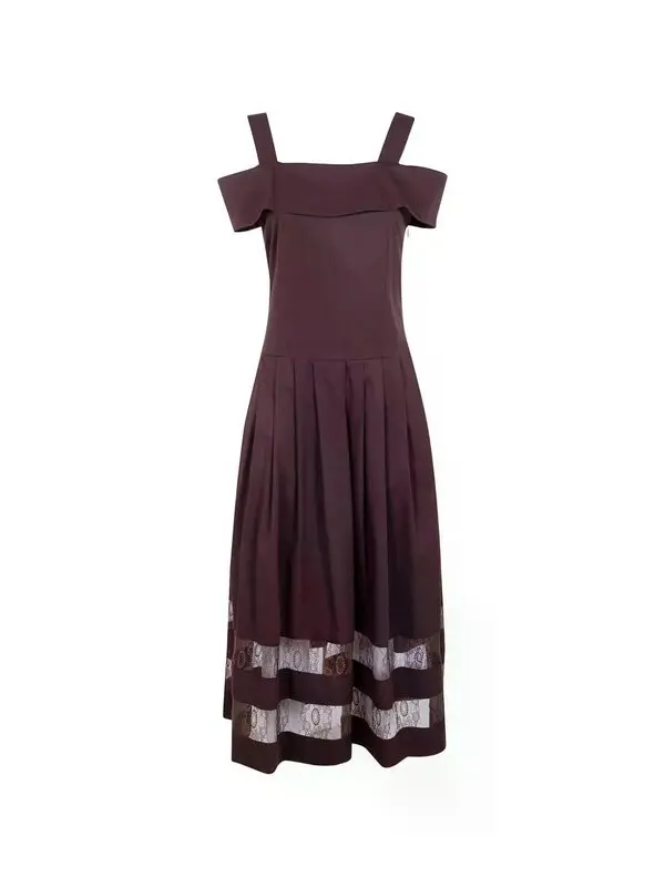 BLUGIRL Shoulder Detail Pleated Dress - Brown