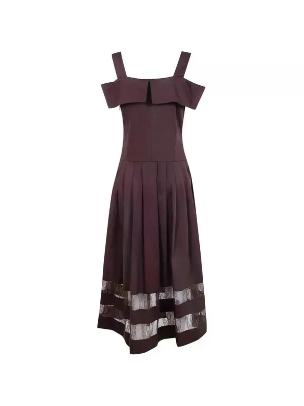 BLUGIRL Shoulder Detail Pleated Dress - Brown