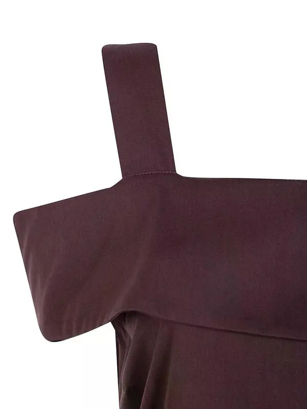 BLUGIRL Shoulder Detail Pleated Dress - Brown