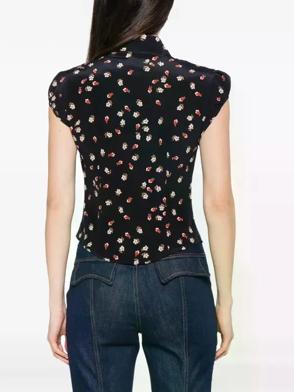 Max Mara Flower-print Ruffled Top - Blue