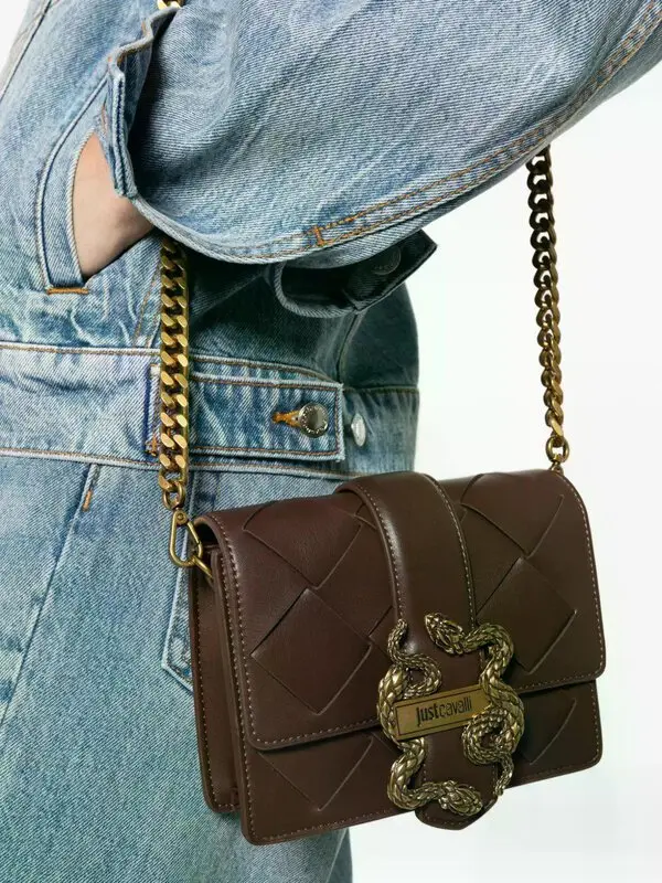 Just Cavalli Woven Snake Satchel