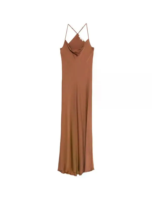 NOUVELLE SILK95FIVE St. Germaine Cowl Neck Slip Maxi Dress - Brown