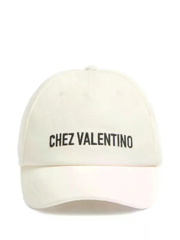 Valentino Garavani Chez Cotton Baseball Cap With Embroidery - Neutrals