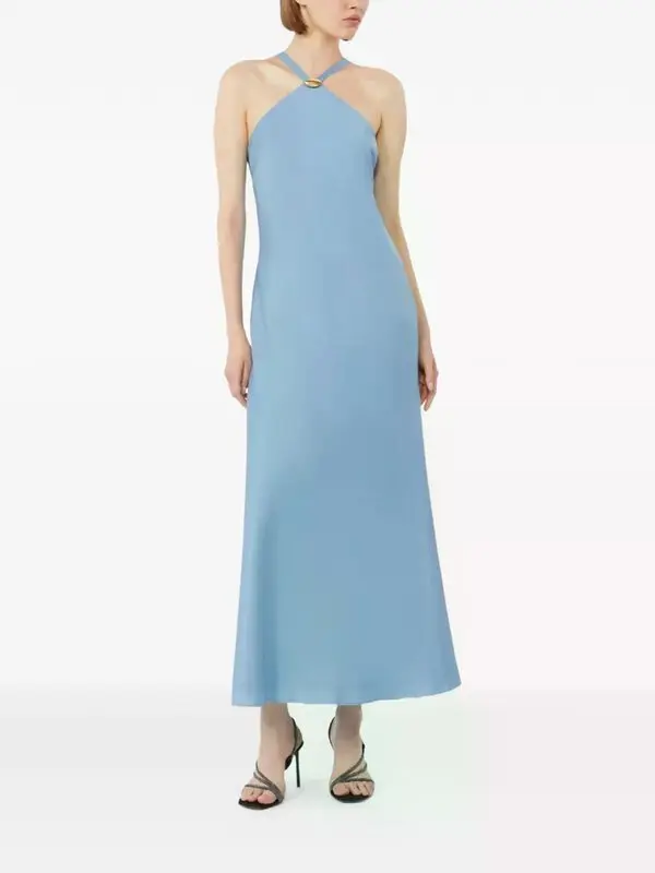Max Mara Satin Halterneck Dress - Blue