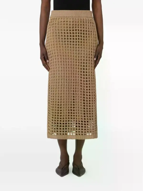 Max Mara Openwork Knitted Skirt - Neutrals