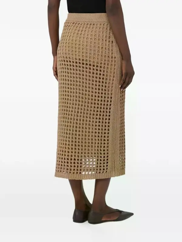Max Mara Openwork Knitted Skirt - Neutrals