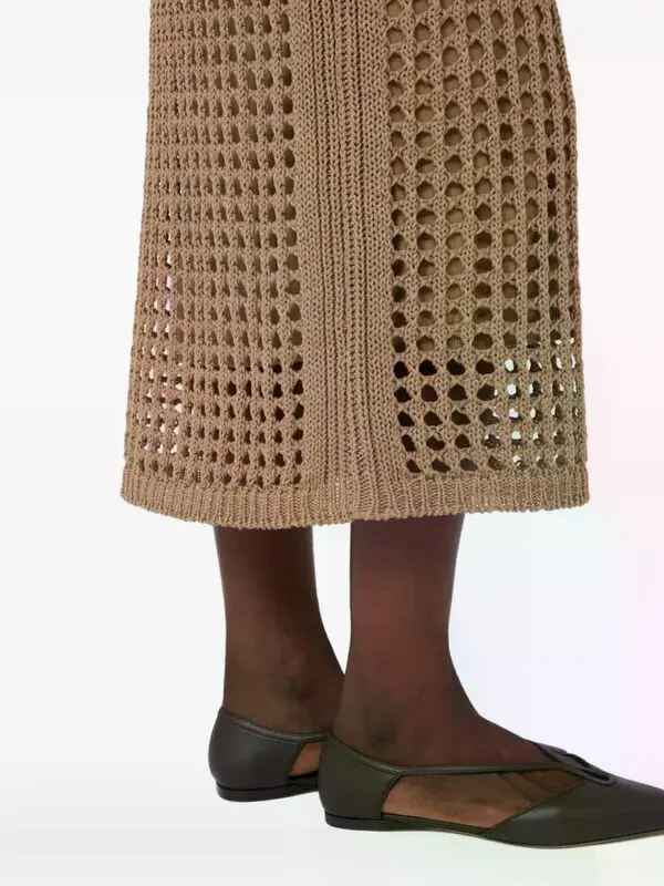 Max Mara Openwork Knitted Skirt - Neutrals