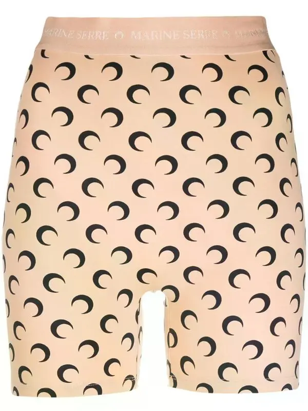 MARINE SERRE Moon-print Cycling Shorts - Neutrals