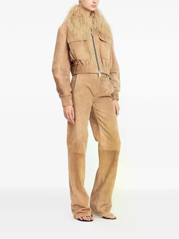 16Arlington Cie Fur-collar Suede Jacket - Neutrals