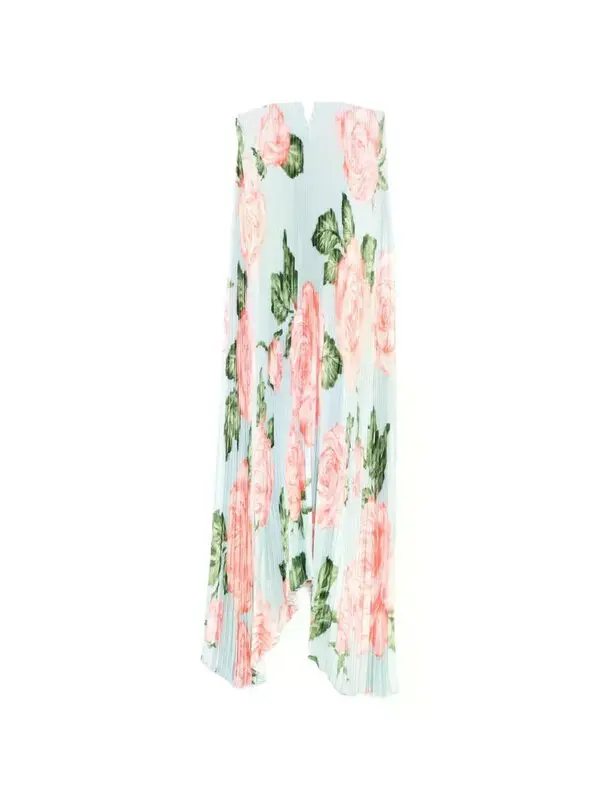L'IDEE Floral Pleated Maxi Dress - Blue