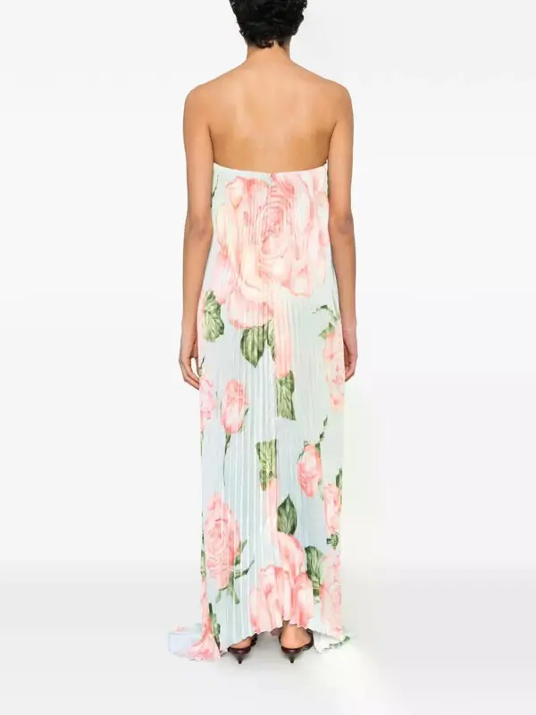 L'IDEE Floral Pleated Maxi Dress - Blue