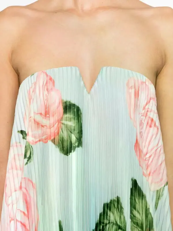 L'IDEE Floral Pleated Maxi Dress - Blue