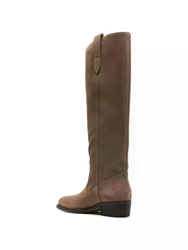VIA ROMA 15 Embroidered Suede Boots - Brown
