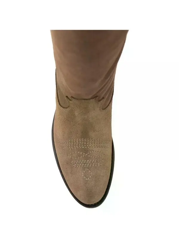 VIA ROMA 15 Embroidered Suede Boots - Brown