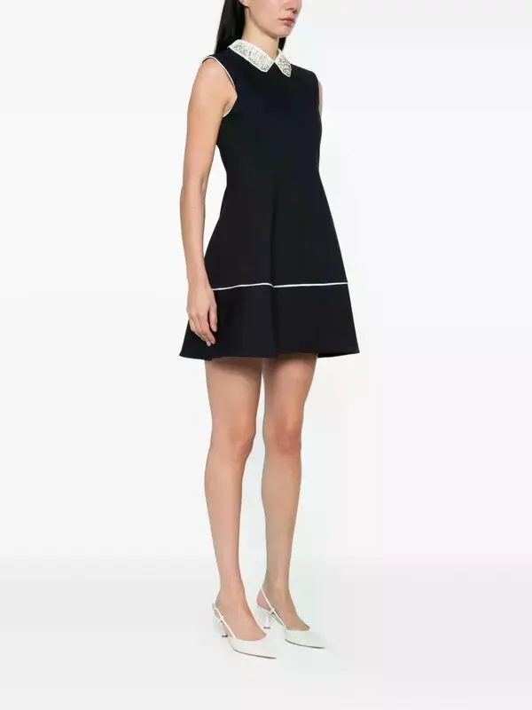 Maje Flared Mini Dress With Crystal Embellished Peter Pan Collar