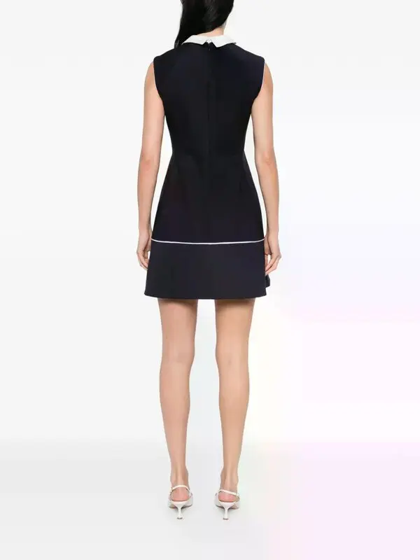 Maje Flared Mini Dress With Crystal Embellished Peter Pan Collar