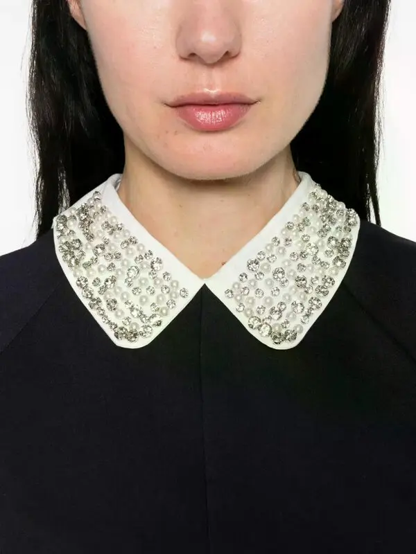Maje Flared Mini Dress With Crystal Embellished Peter Pan Collar