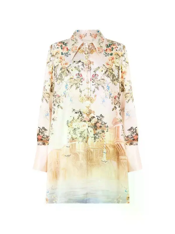 Camilla Floral-print Mini Shirt Dress