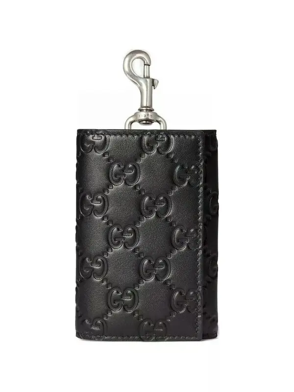 Gucci Embossed Leather Keychain - Black