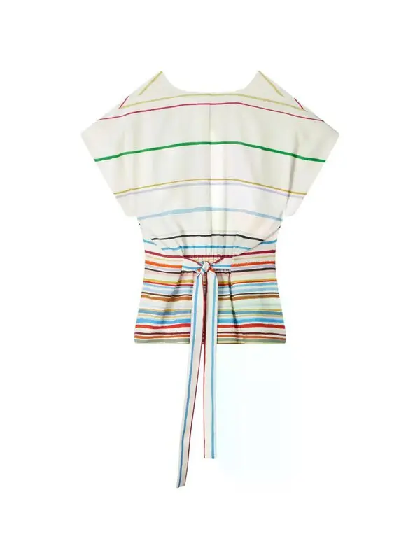 Paul Smith Striped V-neck Top With Tie Waist