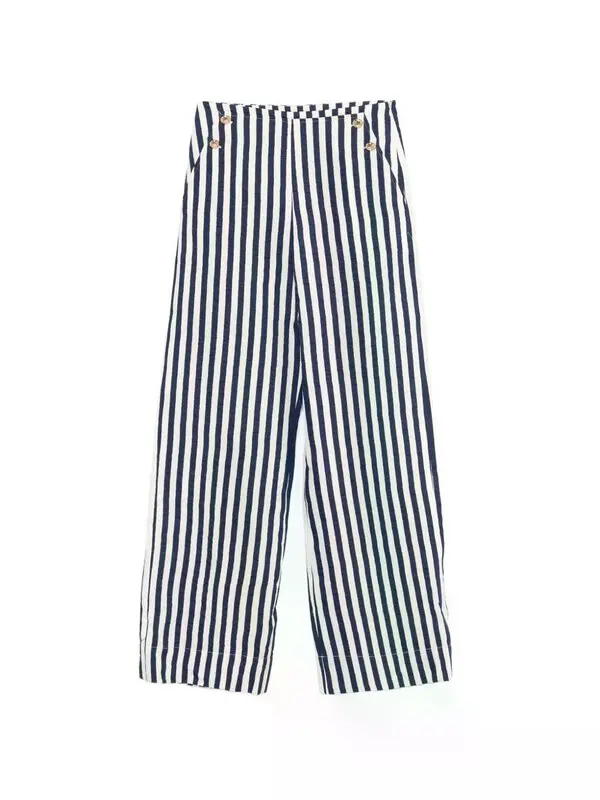 Maje Palais Striped Linen Crêpe Wide-leg Trousers - Blue
