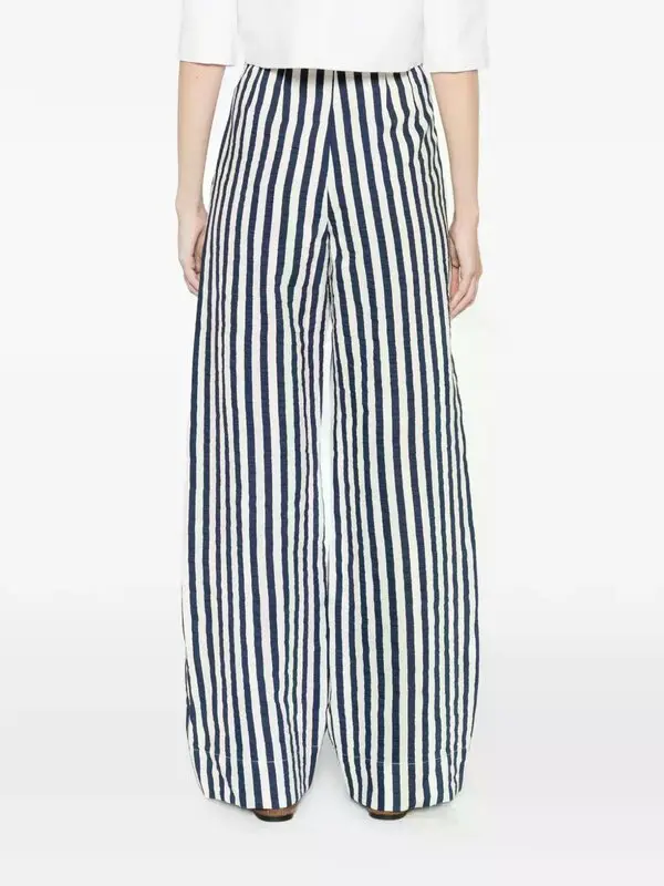 Maje Palais Striped Linen Crêpe Wide-leg Trousers - Blue