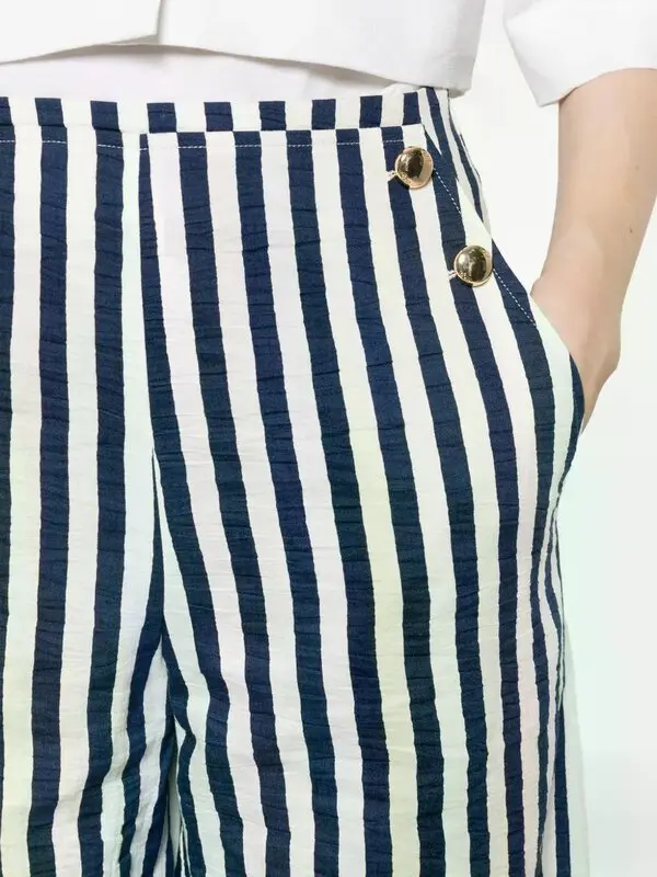Maje Palais Striped Linen Crêpe Wide-leg Trousers - Blue