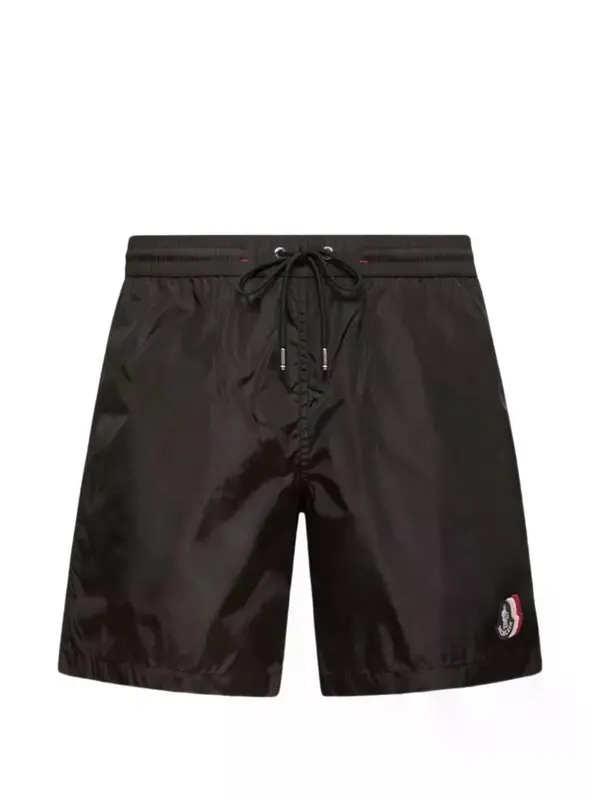 Moncler Logo Patch Drawstring Shorts - Black