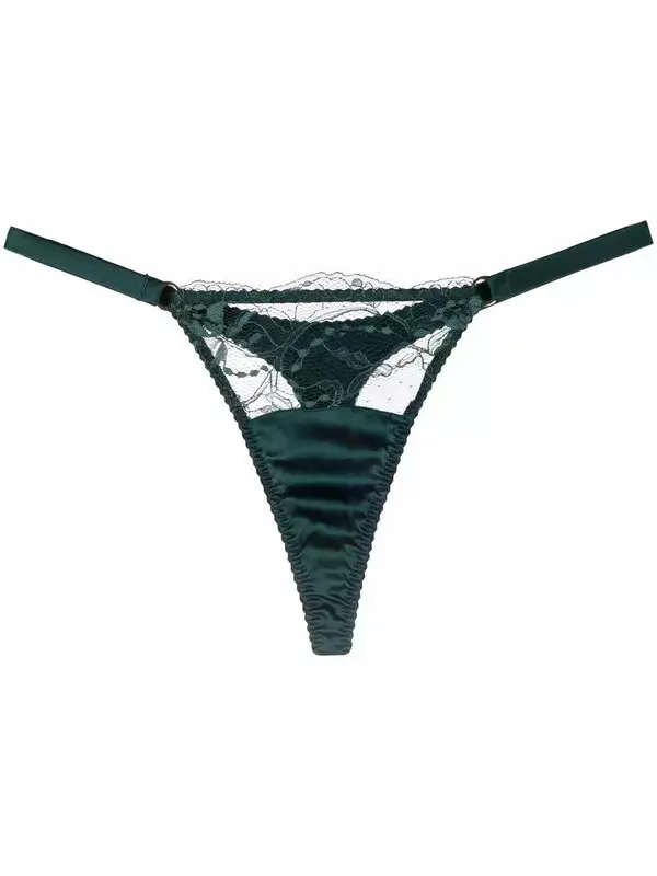 FLEUR OF ENGLAND Ela Satin Thong - Green
