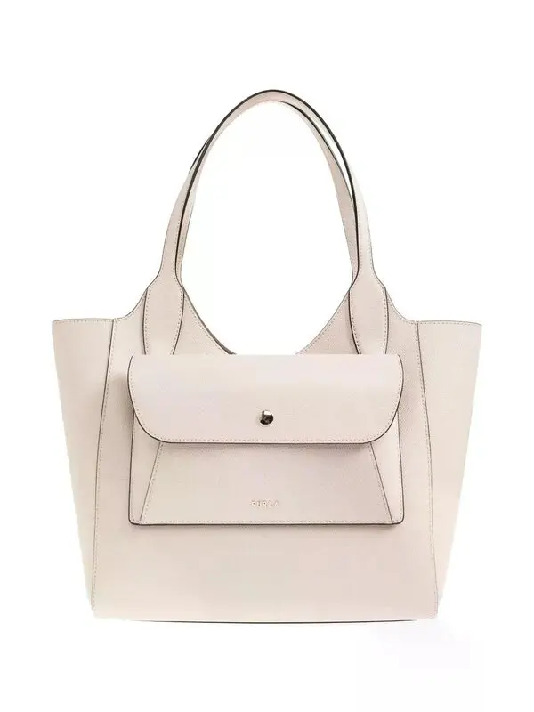 Furla Flap Leather Tote - Neutrals