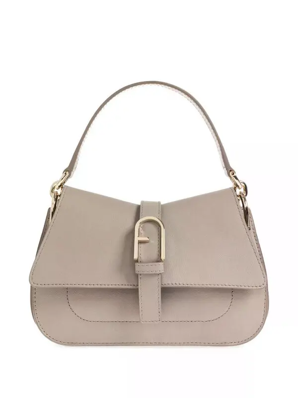 Furla Mini Flow Buckle Leather Tote - Grey