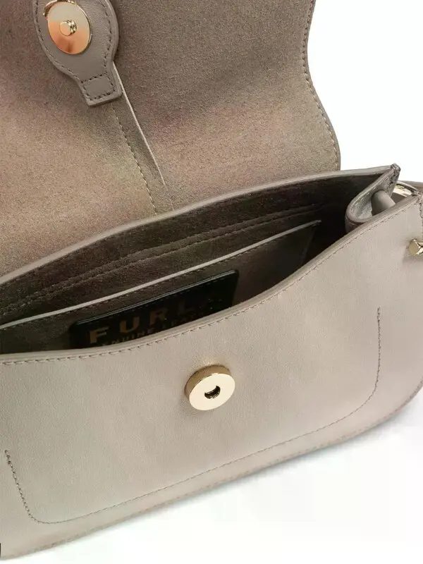 Furla Mini Flow Buckle Leather Tote - Grey