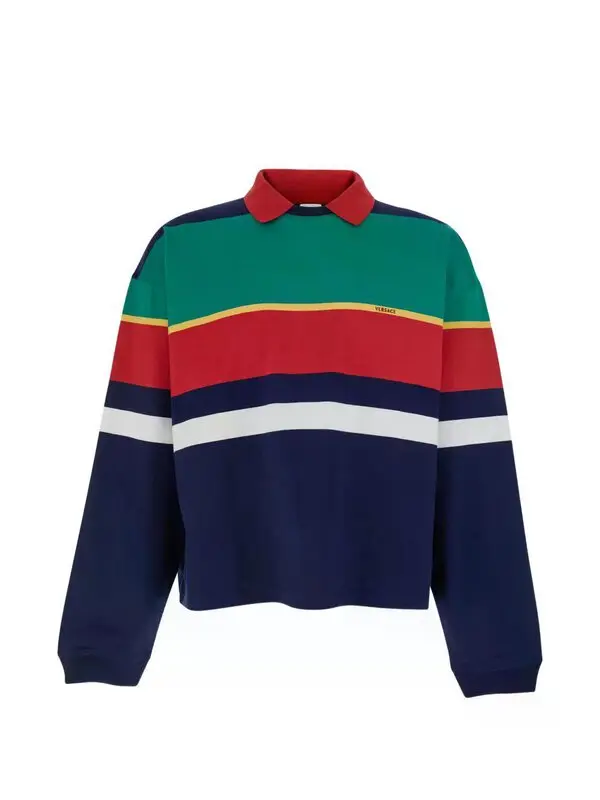Versace Striped Sweatshirt With Logo Detail - Green