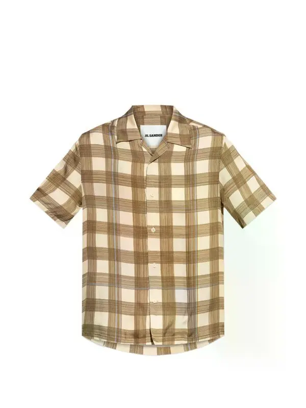 JIL SANDER Checked-pattern Short-sleeve Shirt - Neutrals