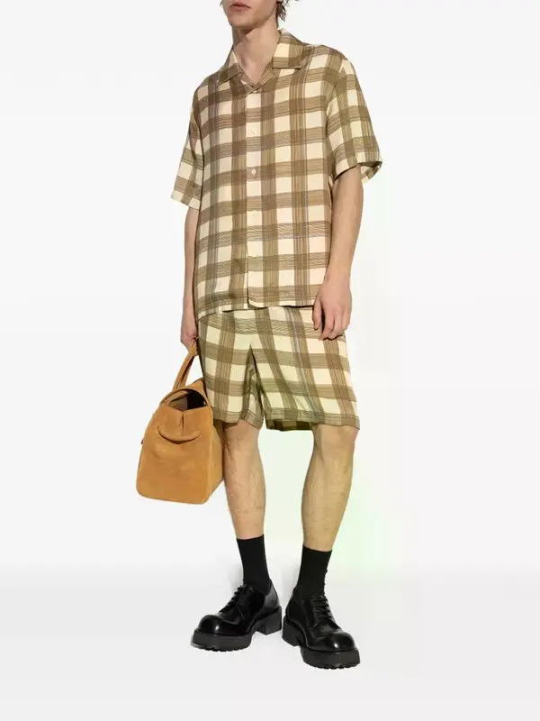 JIL SANDER Checked-pattern Short-sleeve Shirt - Neutrals