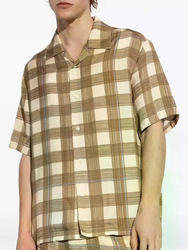 JIL SANDER Checked-pattern Short-sleeve Shirt - Neutrals