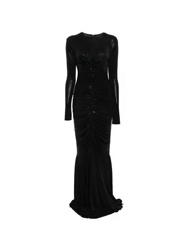 Norma Kamali Long-sleeve Ruched Maxi Dress