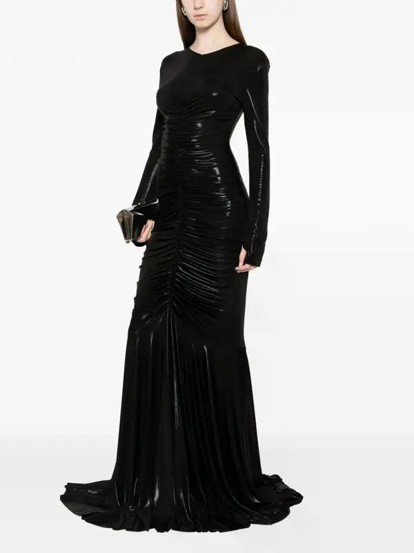 Norma Kamali Long-sleeve Ruched Maxi Dress