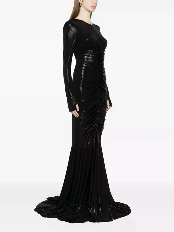 Norma Kamali Long-sleeve Ruched Maxi Dress