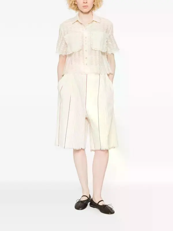 PDR PHISIQUE DU ROLE Pinstripe Frayed-hem Shorts