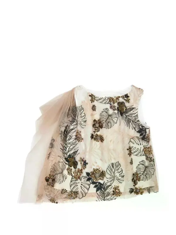 PSOPHIA Floral-embellished Blouse - Neutrals