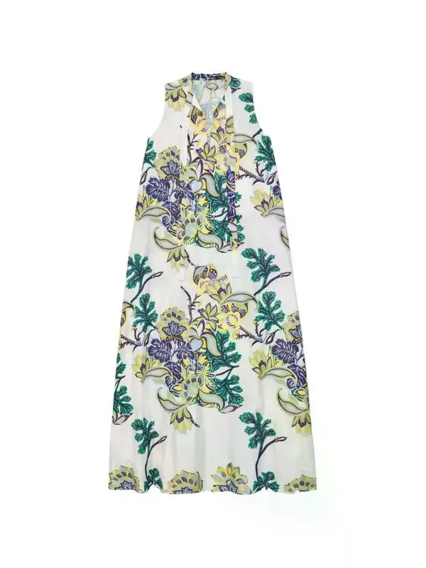 PSOPHIA Floral-print Tie-neck Dress - White