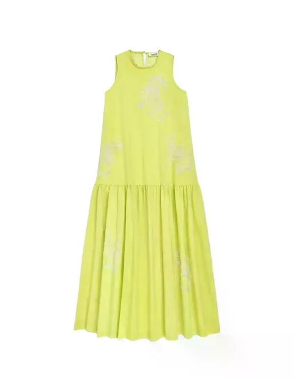 PSOPHIA Floral-embroidered Midi Dress - Yellow