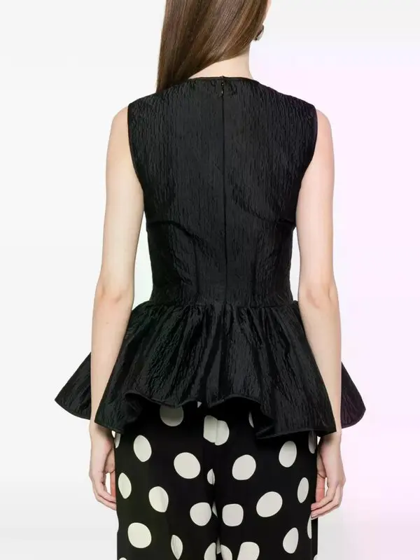 Cecilie Bahnsen Textured Peplum Top - Black