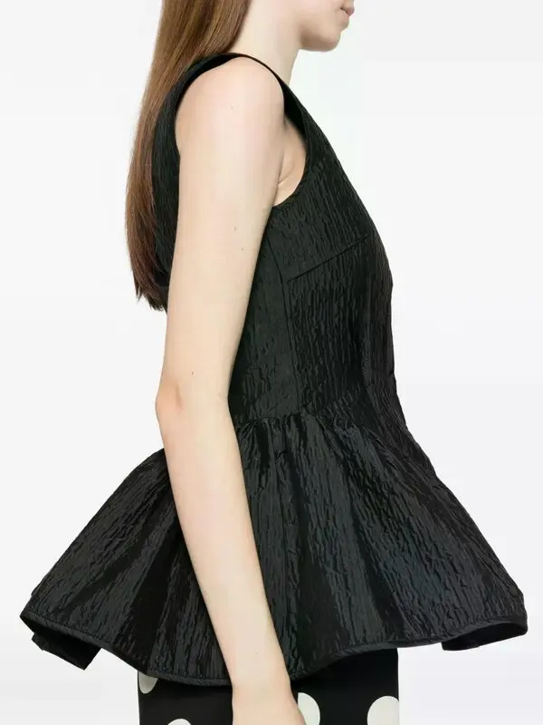 Cecilie Bahnsen Textured Peplum Top - Black